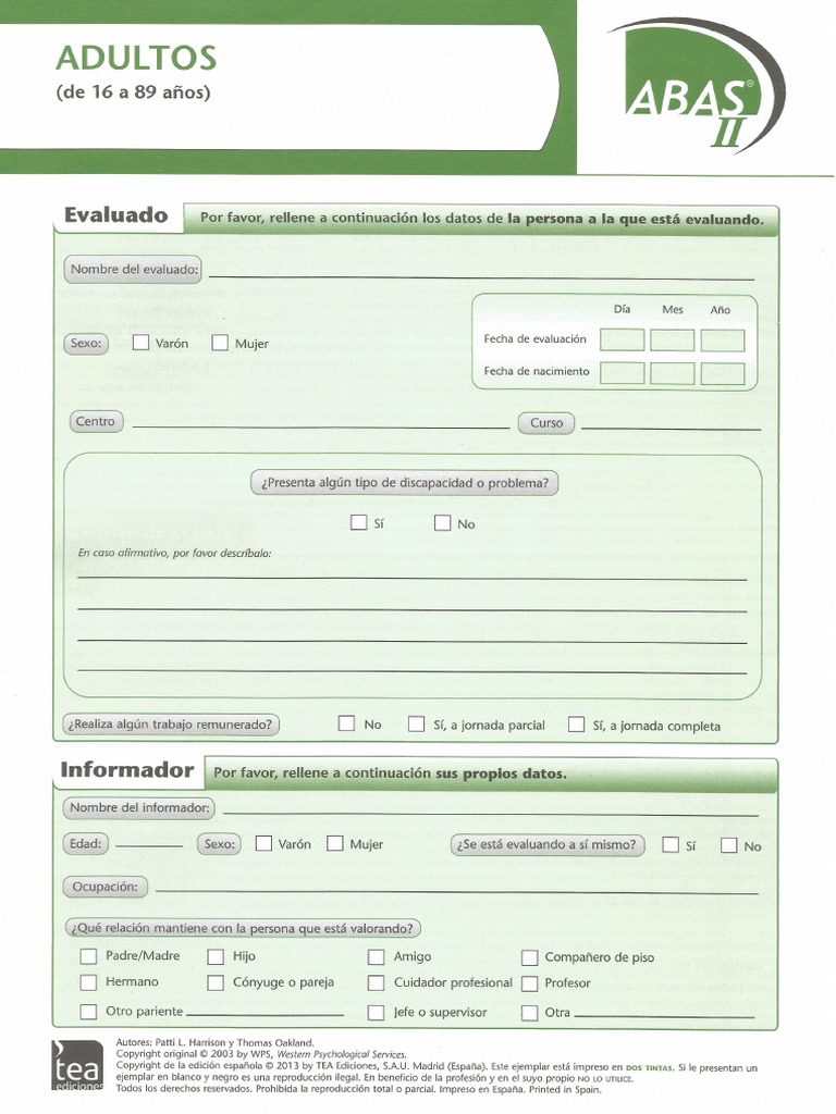ABAS Adulto | PDF