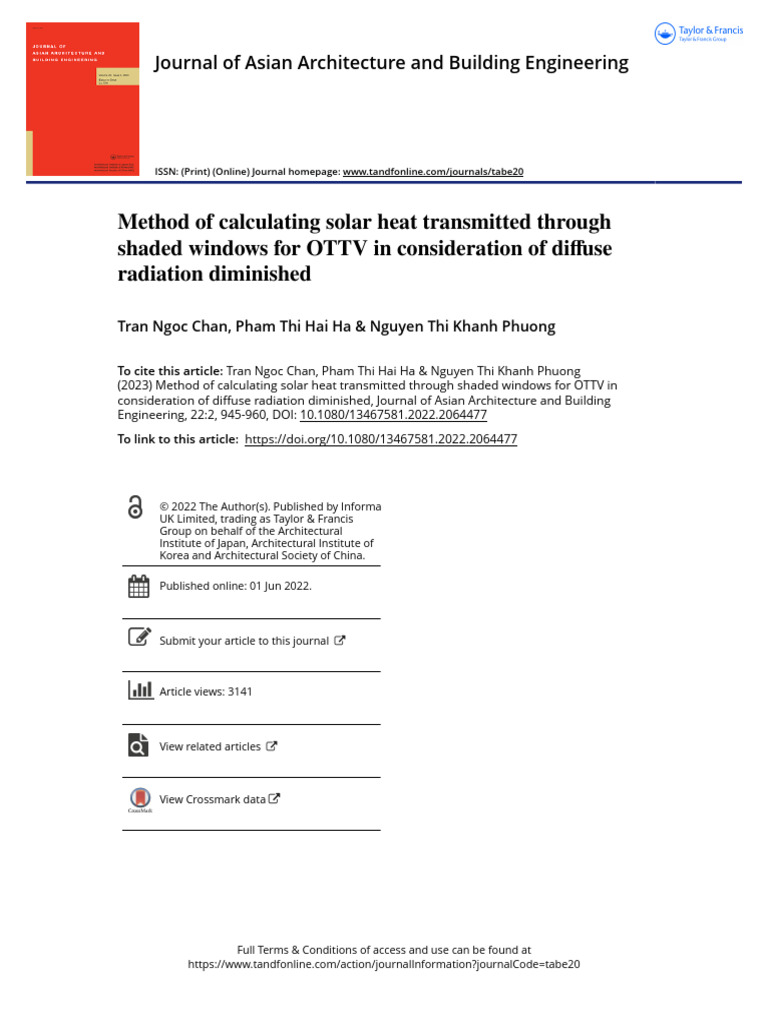 Method of Calculating Solar Heat Transmitted Through Shaded Windows For ...