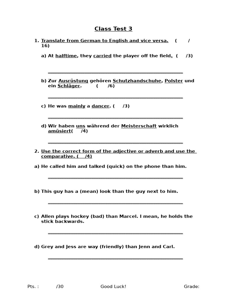 Class Test 3 - 8. KL | PDF