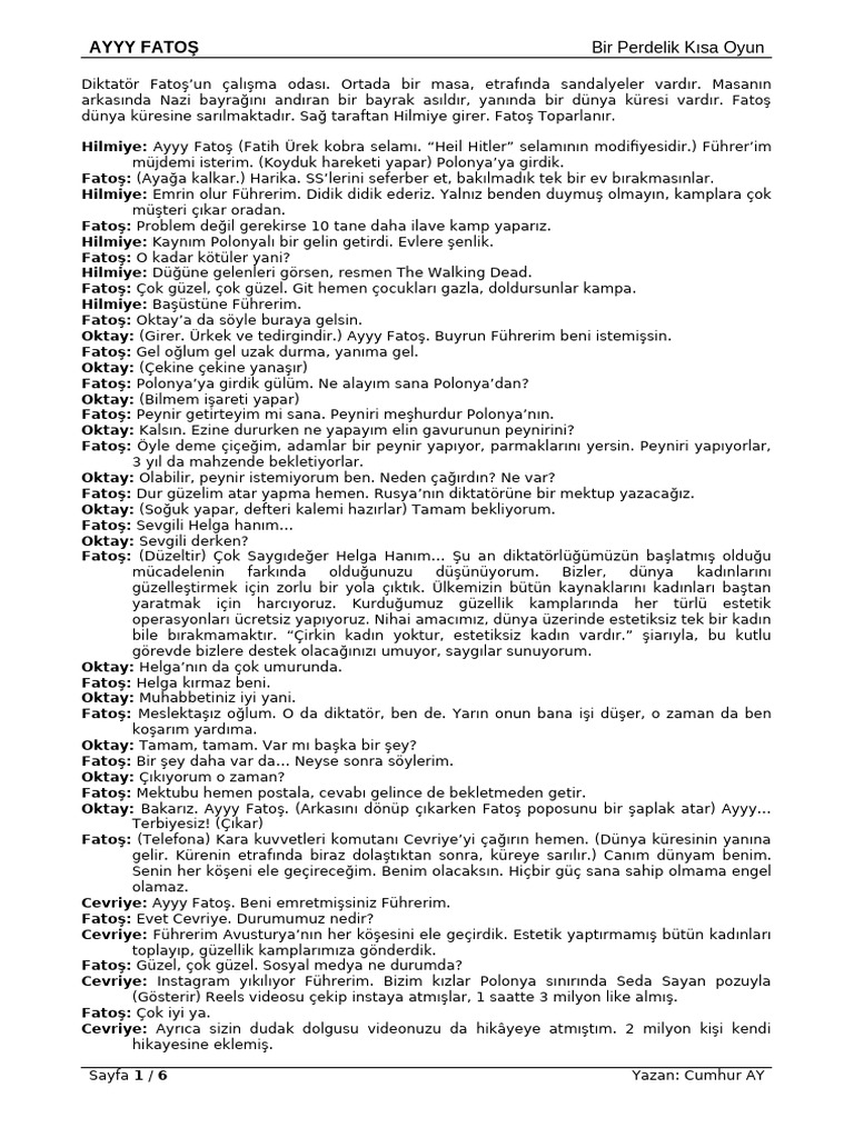 Cumhur Ay_Kısa Oyun_Ayyy Fatoş | PDF