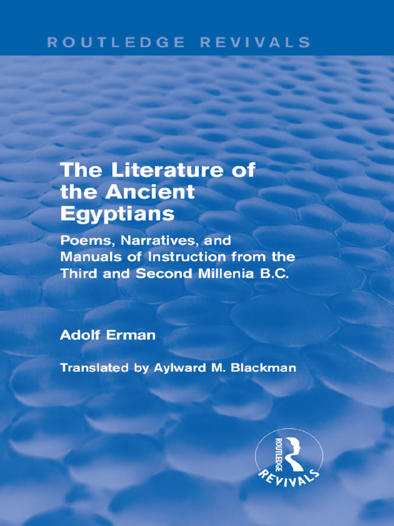 Adolf Erman The Literature of The Ancient Egyptians - Poems ...
