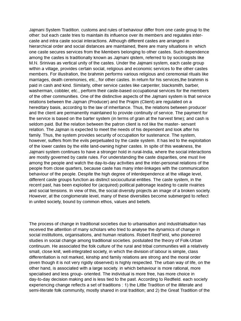 Understanding the Jajmani System in India | PDF | Socialism | Communism