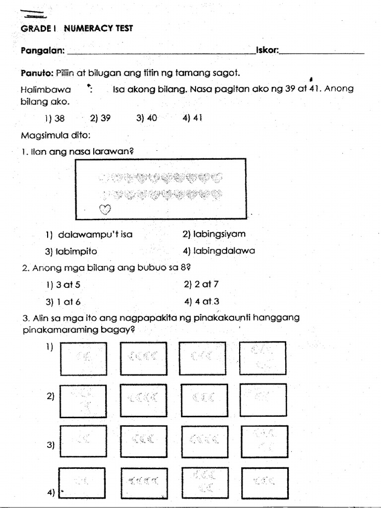 Numeracy Tool Tagalog | PDF