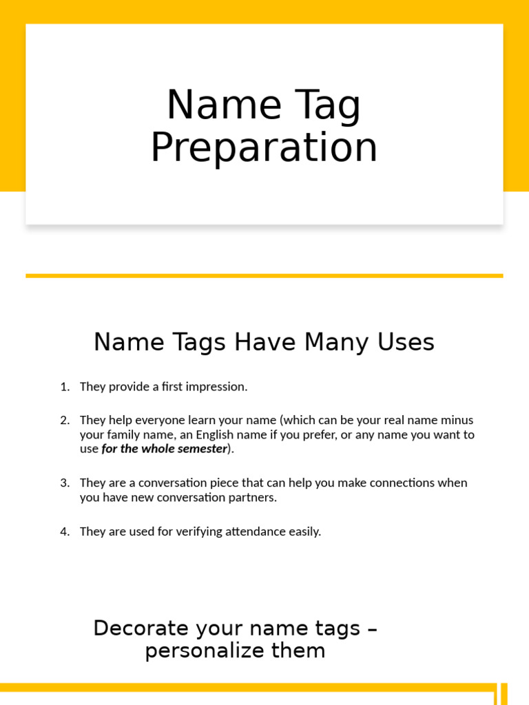 Name Tag Reminders | PDF