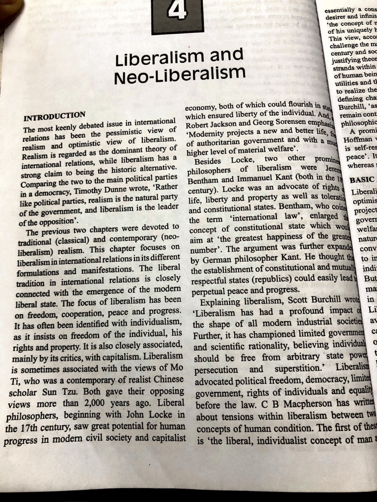Liberalism and Neo Liberalism | PDF | Political Science | International ...
