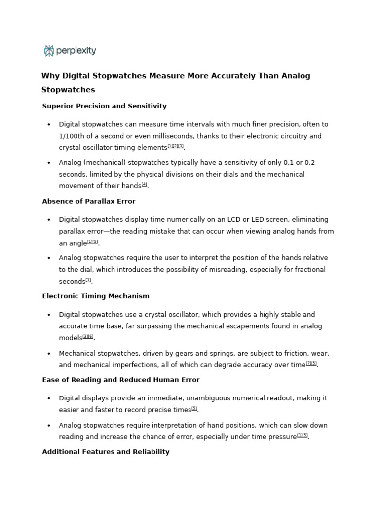 Why Digital Stopwatches Measure More Accurately TH | PDF | Quantity | Measurement
