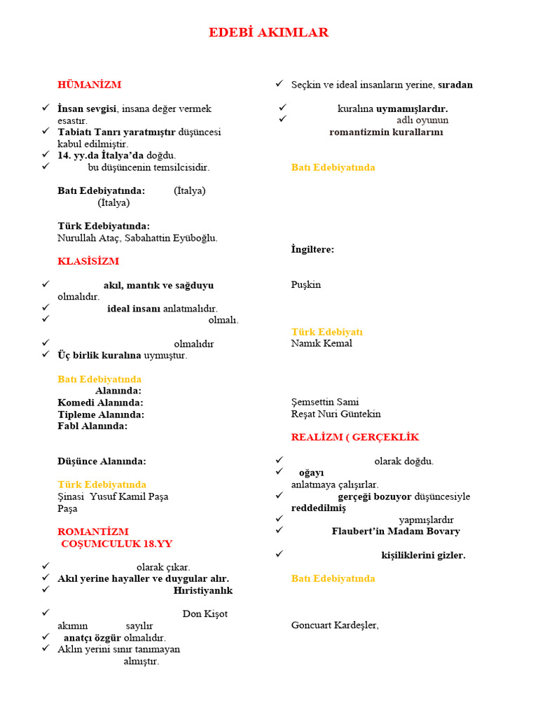 Edebi Akımlar-Dönüştürüldü | PDF
