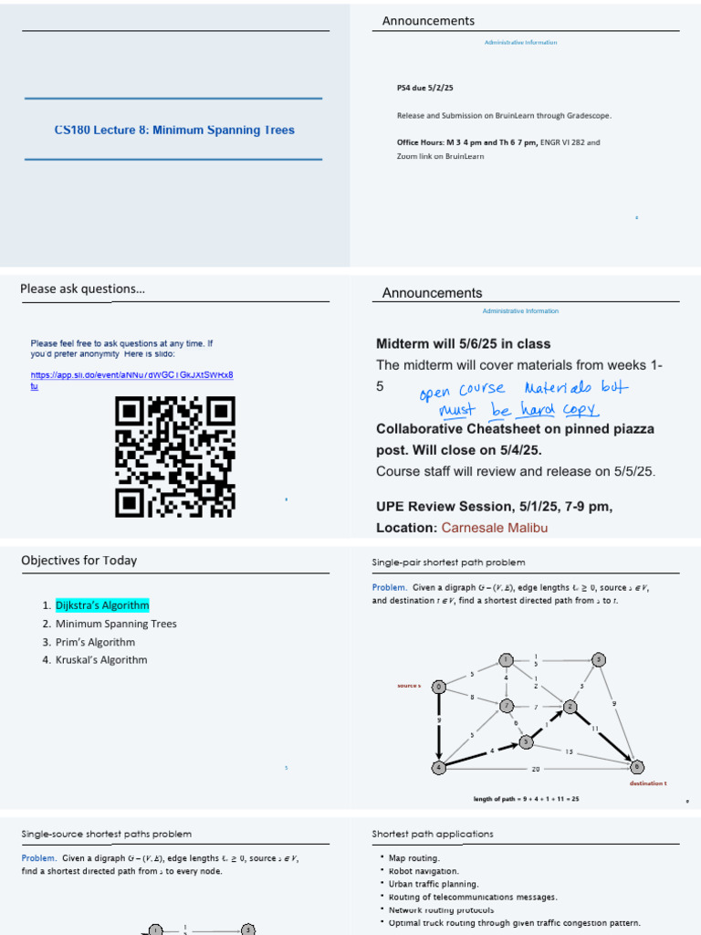 CS180 S25 L09 MSTs Part2 Annotated-1 | PDF | Applied Mathematics | Algorithms And Data Structures