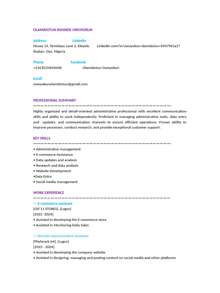 Olamidotun Owoyokun - Resume 11 | PDF