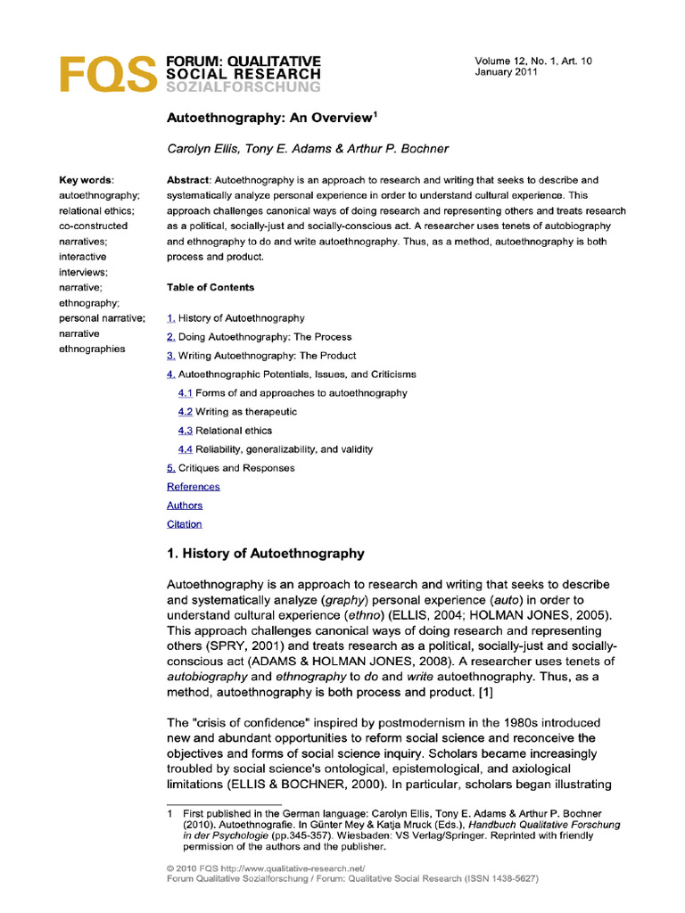 View of Autoethnography_ An Overview | PDF