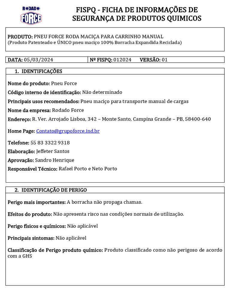 CAPA FISPQ RODADO | PDF