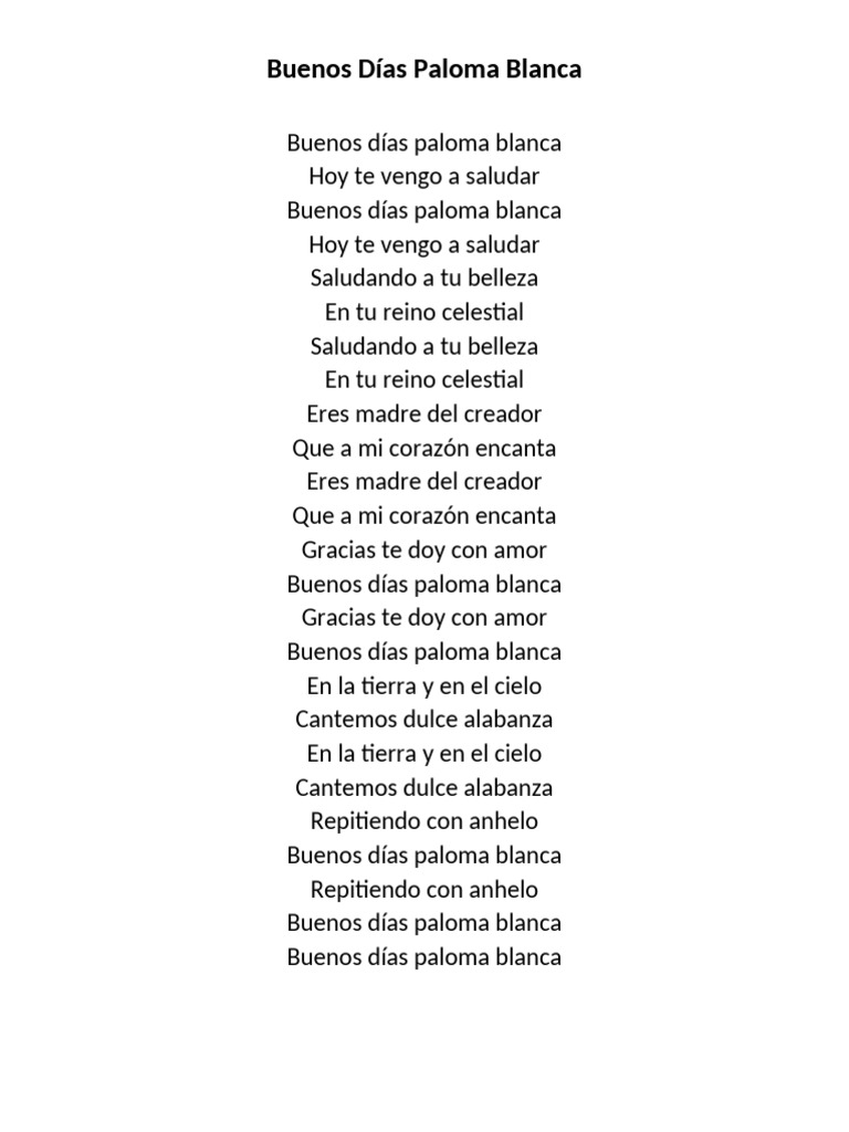 Buenos Días Paloma Blanca | PDF
