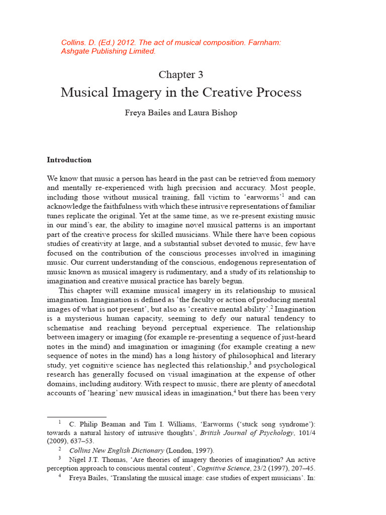 BAILES & BISHOP - Musical Imagery in The Creative Process | PDF | Perception | Imagination