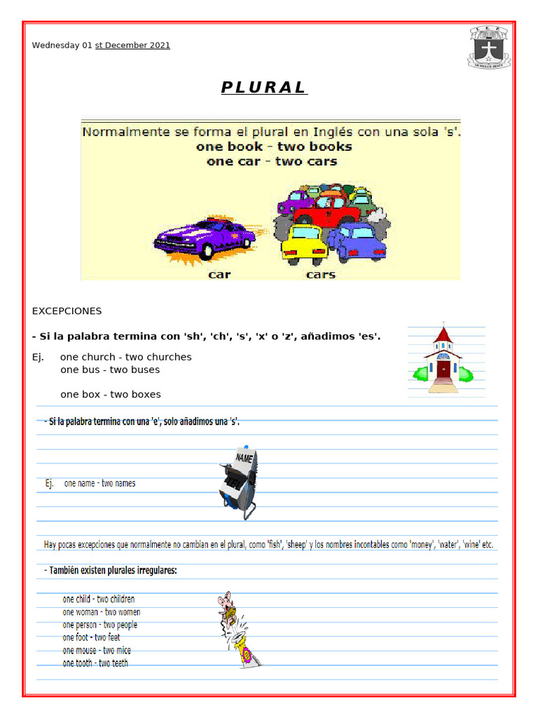Plural Formation Rules and Exercises | PDF