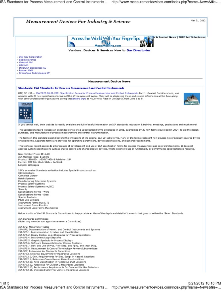 ISA Standards | PDF | Instrumentation | Valve