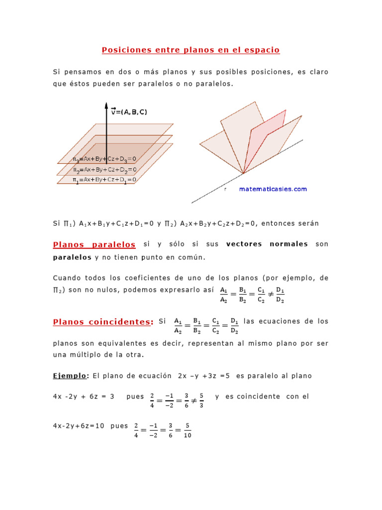 Tema 4c - Posiciones - Planos y Recta en R3 | PDF | Línea (geometría) | Ecuaciones