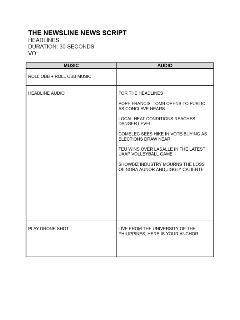 TV Broad Script (Informative Speech) | PDF