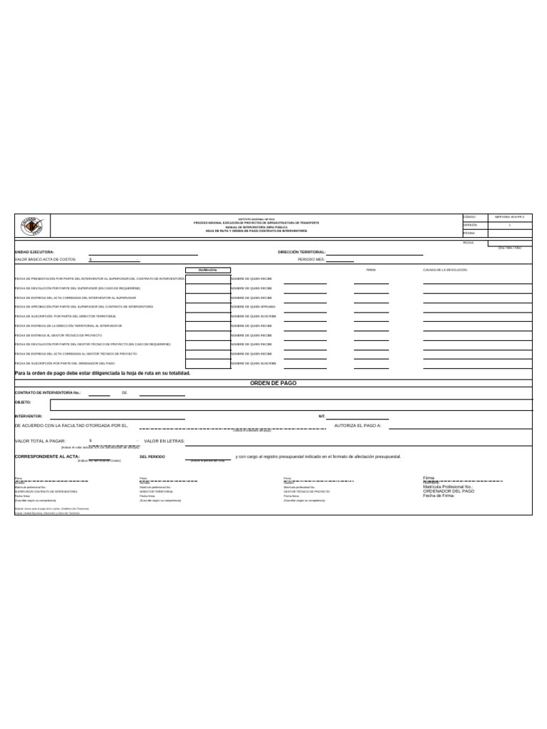 Mepi-mn1-In-8-Fr-2 Hoja Ruta y Orden Pago Cto Intv | PDF