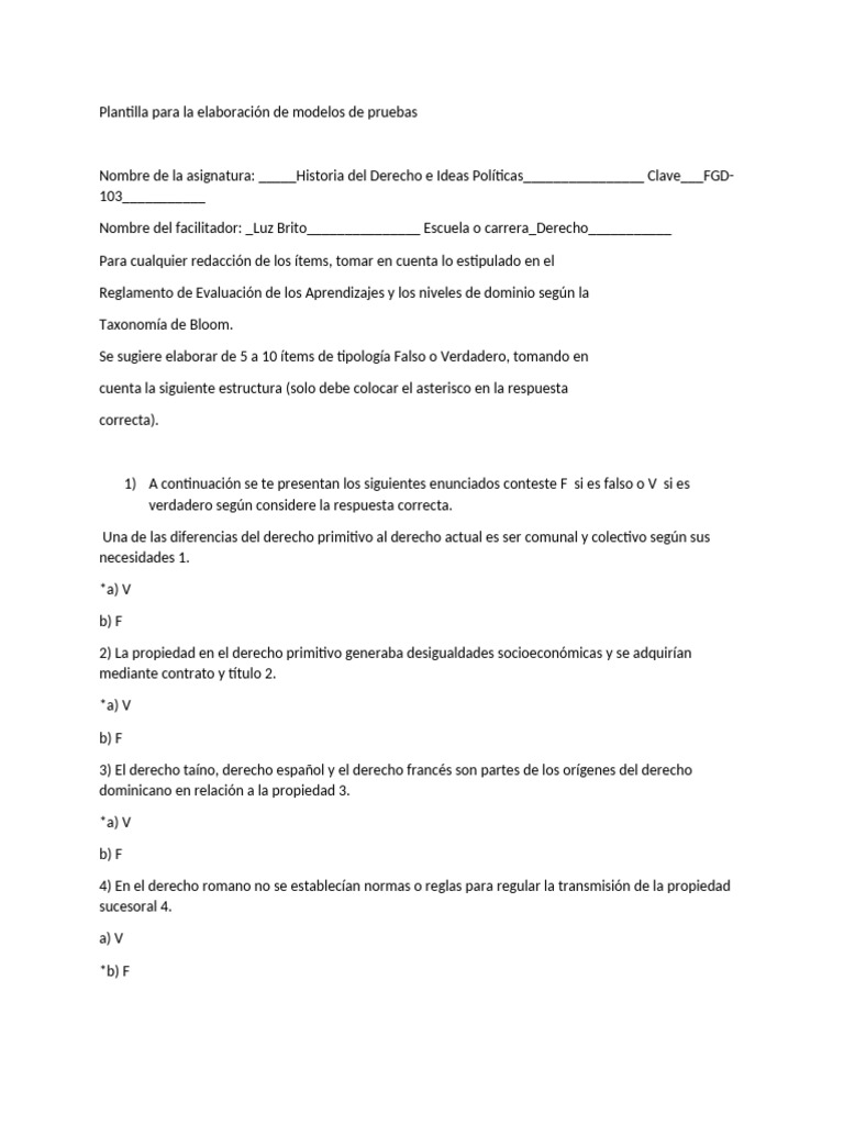 Plantilla para La Elaboración de Modelos de Pruebas | PDF | República