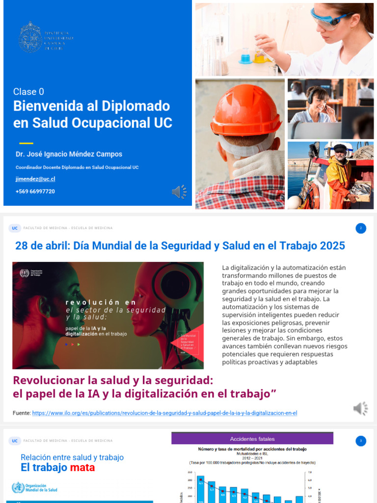 Clase 0 - Bienvenida Al Diplomado en Salud Ocupacional UC 2025 | PDF | Seguridad y salud ...