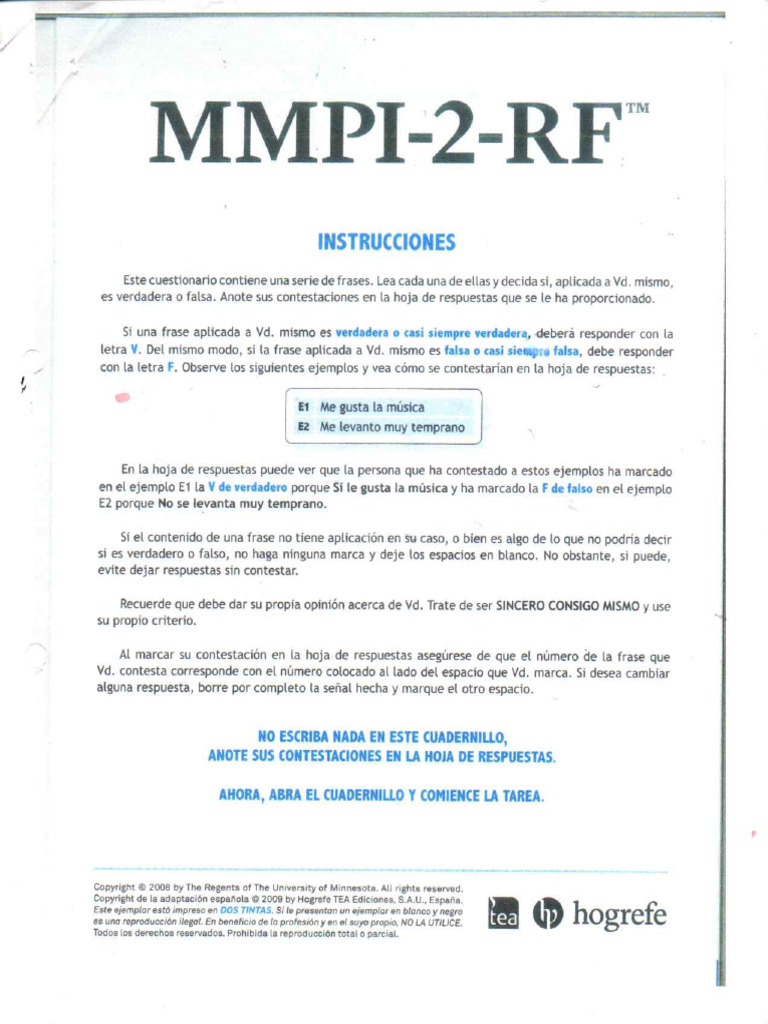 MMPI-2-RF-1 | PDF