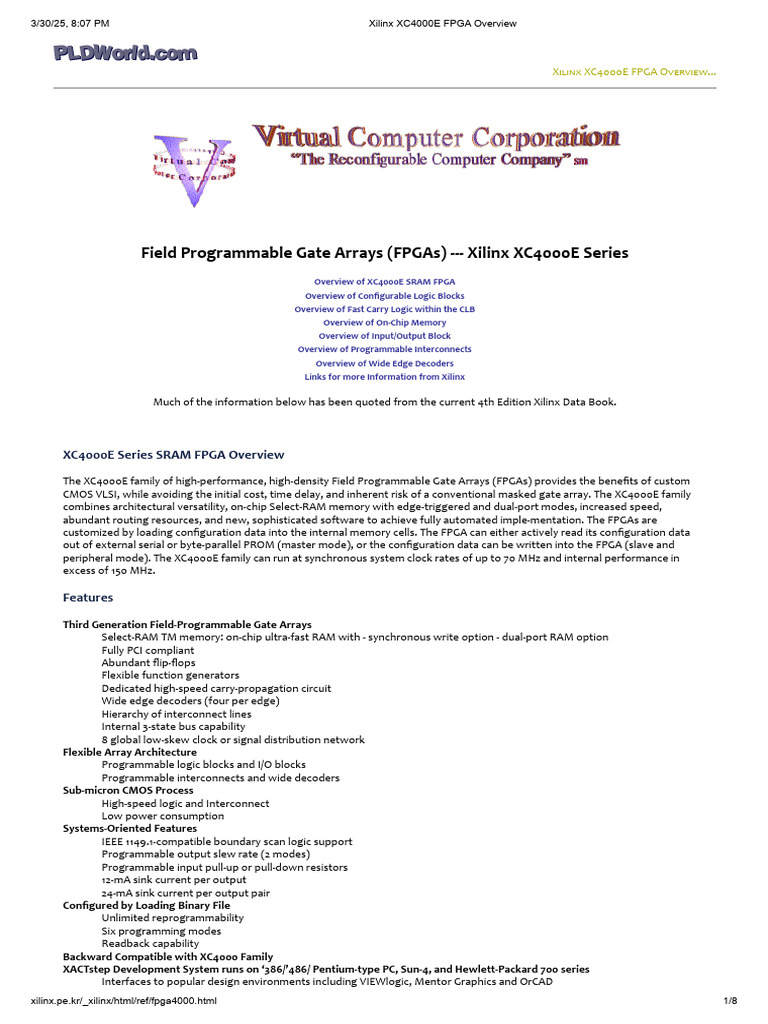 Xilinx Xc4000e Fpga Overview Pdf Field Programmable Gate Array Logic Gate