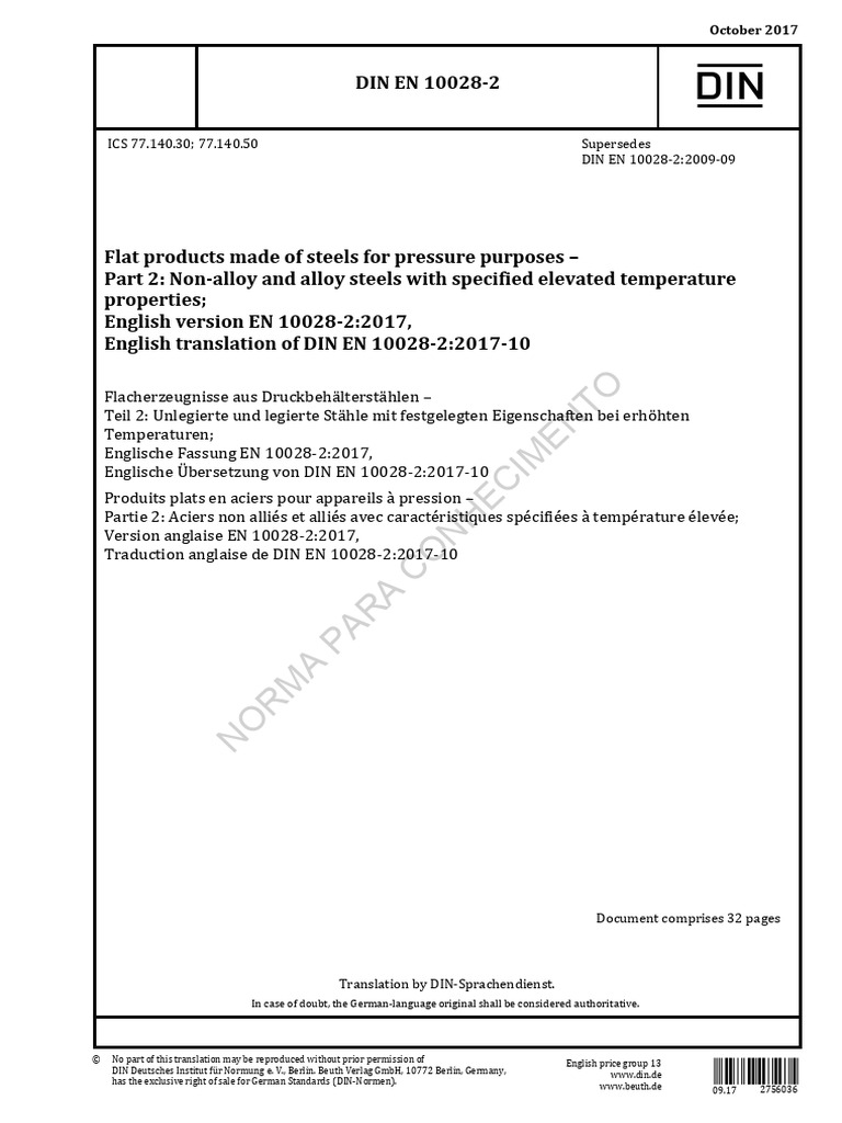 Din en 10028-2 (2017) | PDF | Welding | Construction