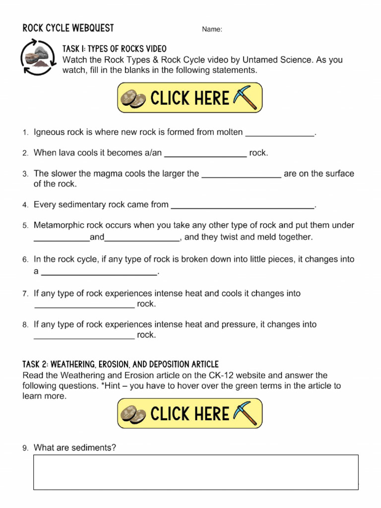 Malekai Turner - Rock Cycle Webquest - Updated Student File | PDF