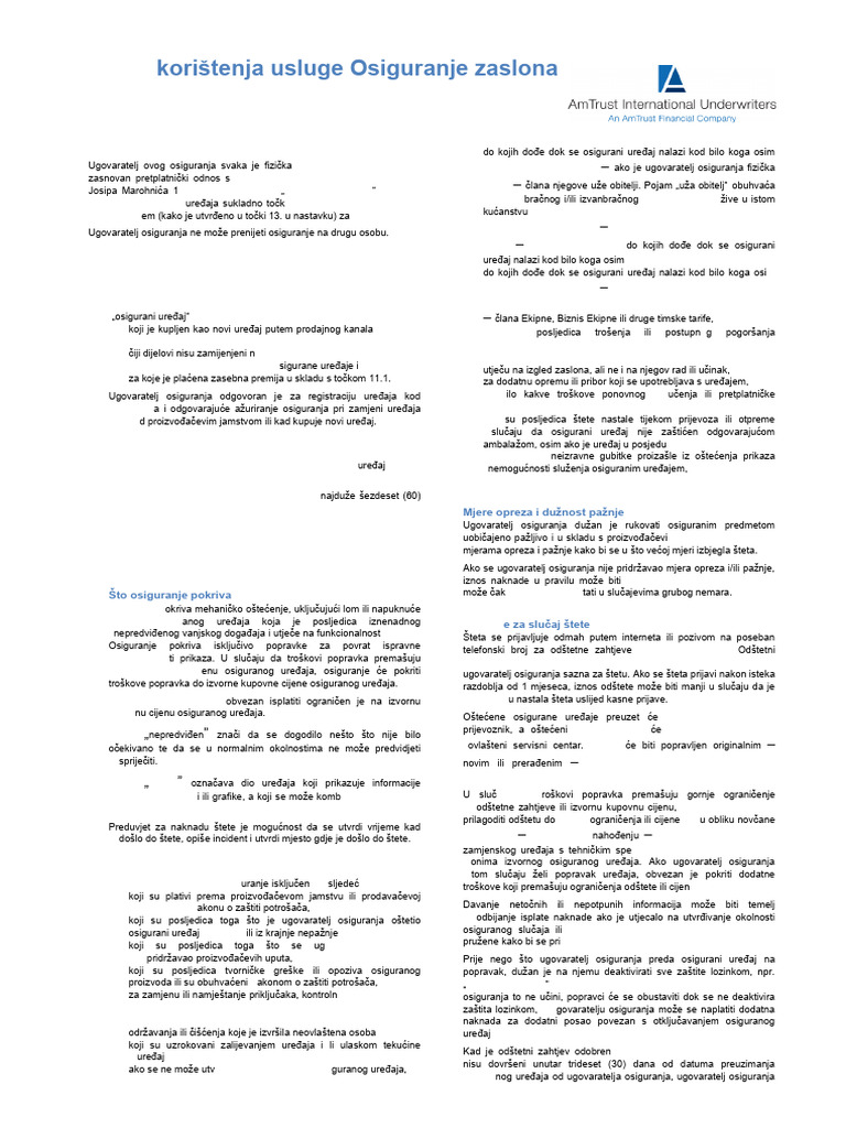 uvjeti-koristenja-osiguranje-zaslona | PDF