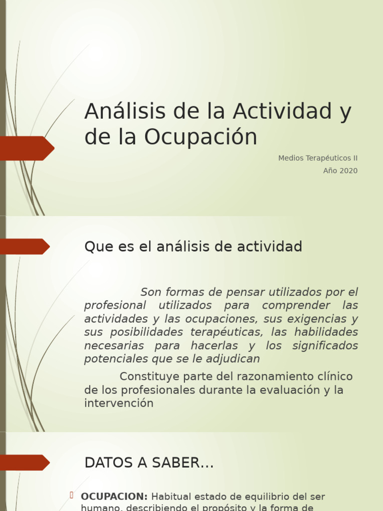 Analisis de La Actividad y de La Ocupacion | PDF