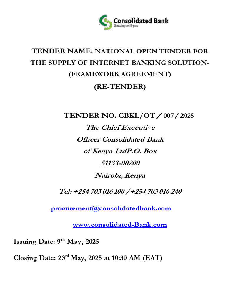 Re-tender - National Open Tender Internet Banking -Draft | PDF | Joint ...