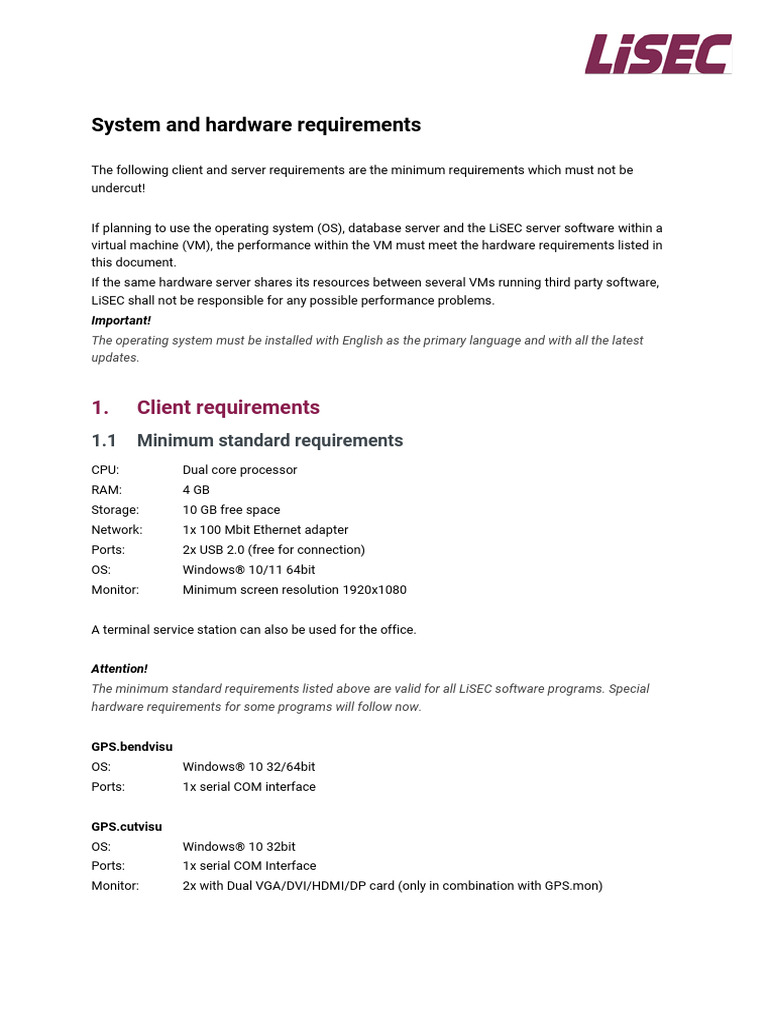 System and Hardware Requirements 28042025 | PDF | Backup | Printer (Computing)