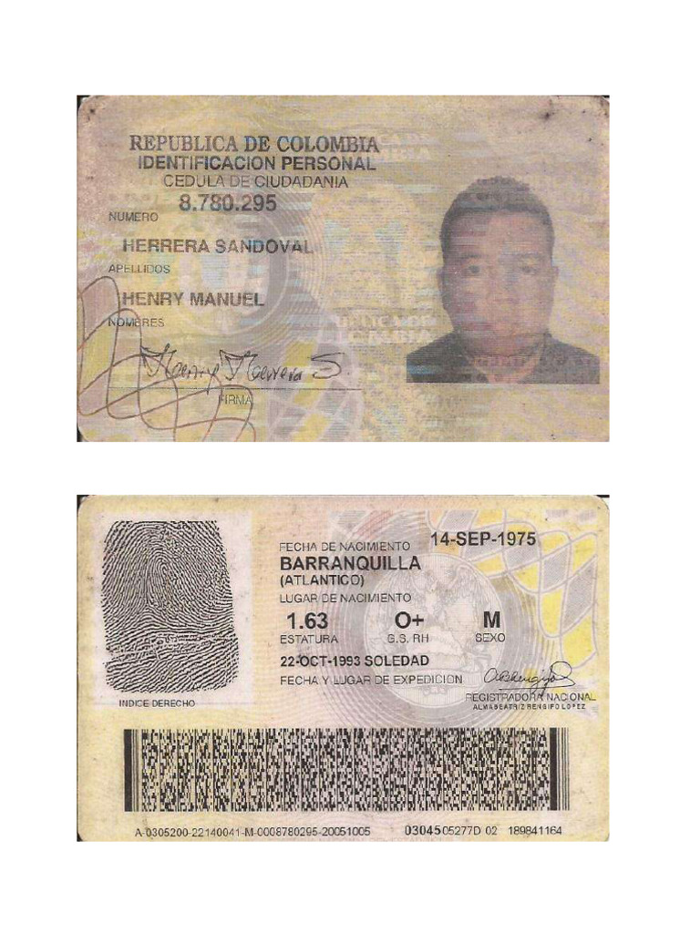 Cédula Henry Herrera - HENRY HERRERA SANDOV | PDF