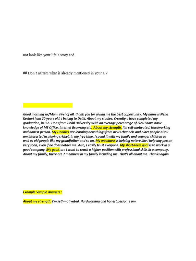 Interview Questions and Answers For Freshers | PDF | Knowledge | Cognition