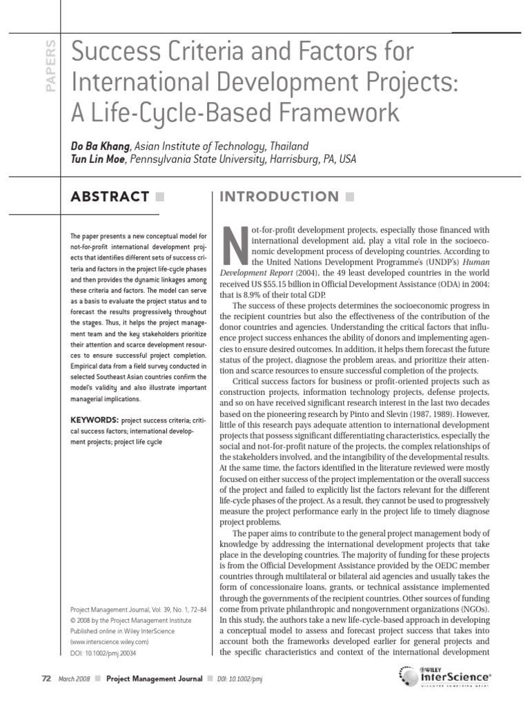 Khang & Moe (2008) - Success Factors For PM | PDF | Project Management ...