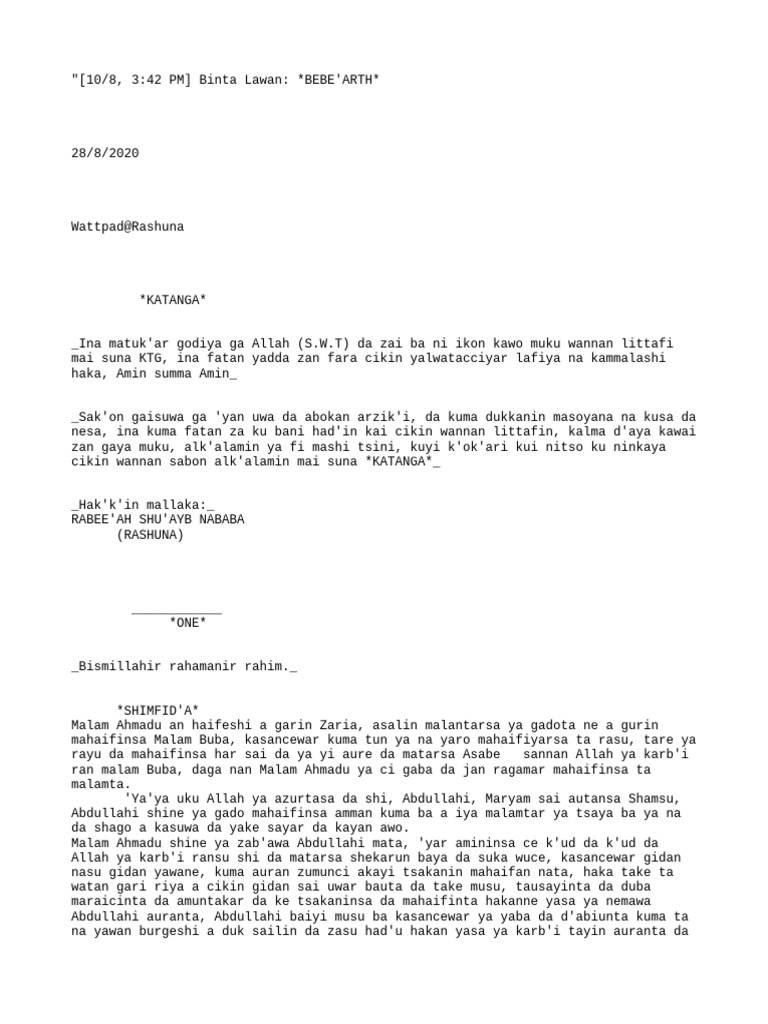 KATANGA COMPLETE DOCUMENT by RABEE' AH SHU' AYB NABABA - TXT by Abooks - Com.ng | PDF