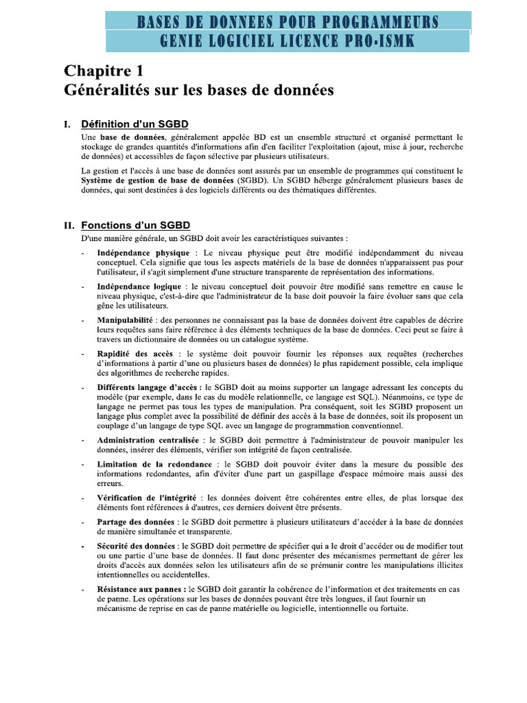 Bases de Donnees Pour Programmeurs Part1 | PDF