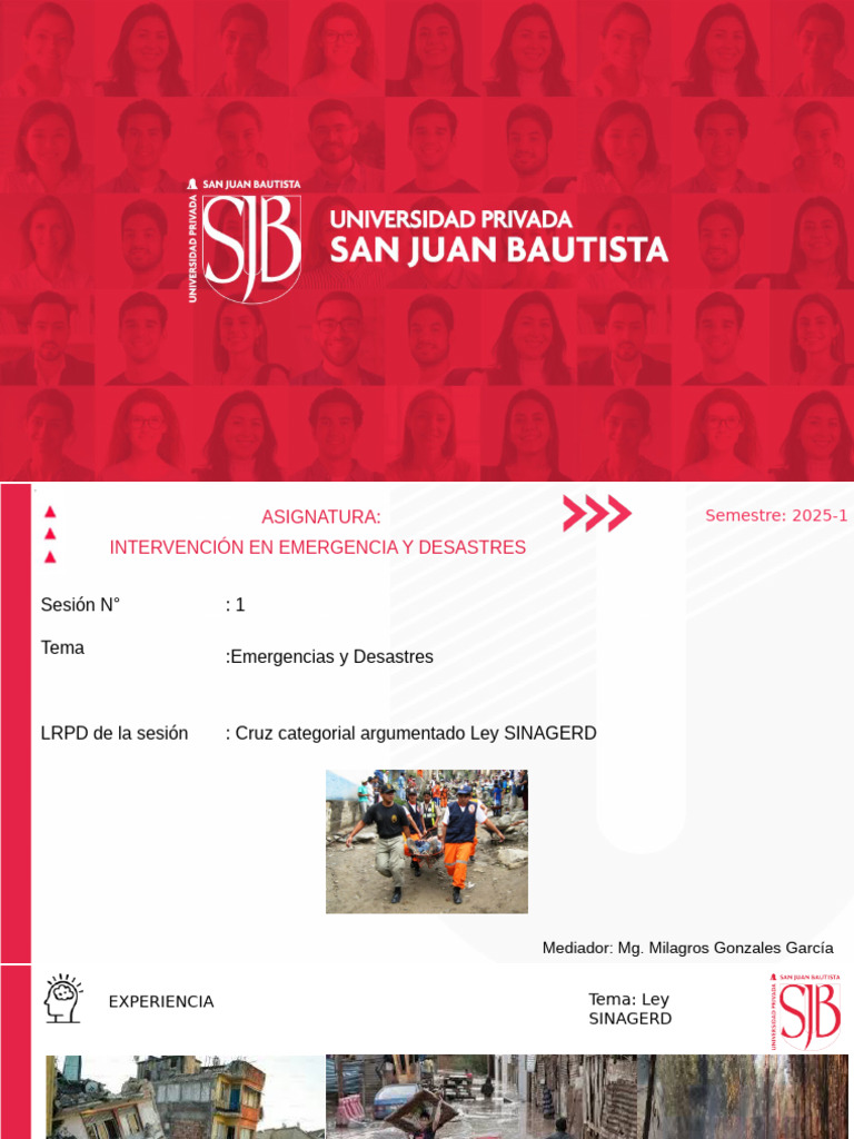 Sesion 1 Emergencia y Desastres Ley SINAGERD | PDF | Riesgo ...