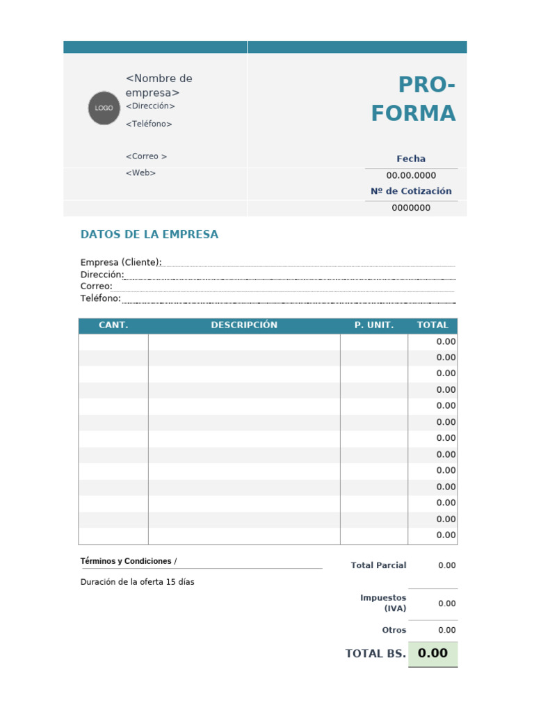 Proforma en Word | PDF