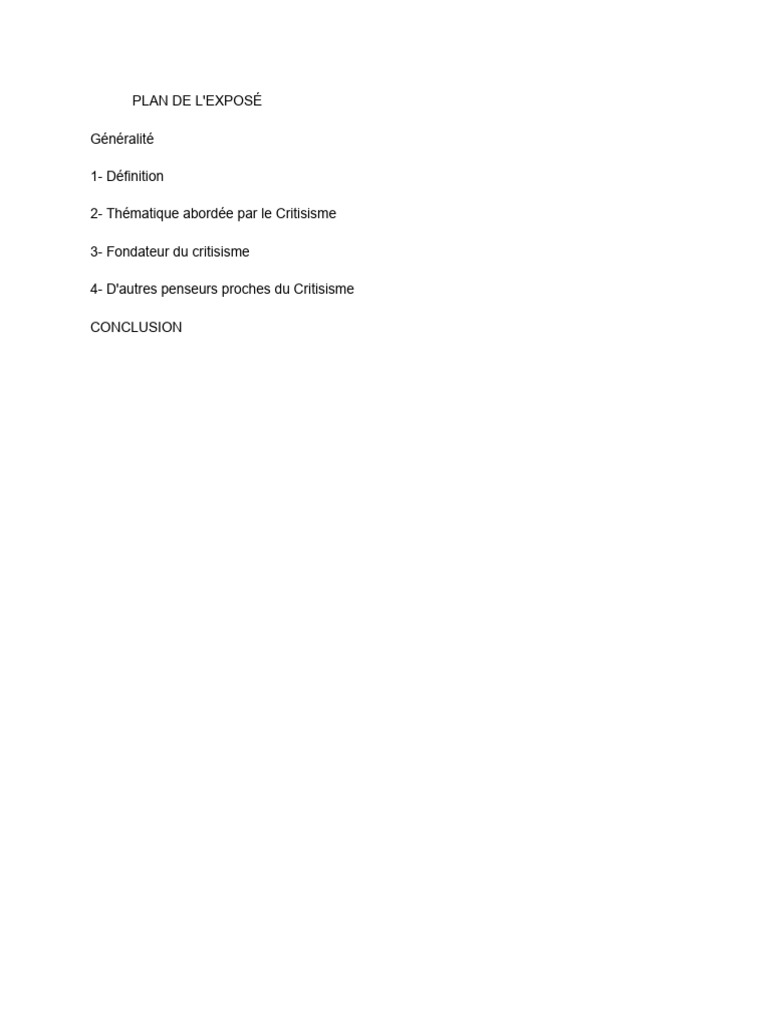 Plan de L'exposé | PDF