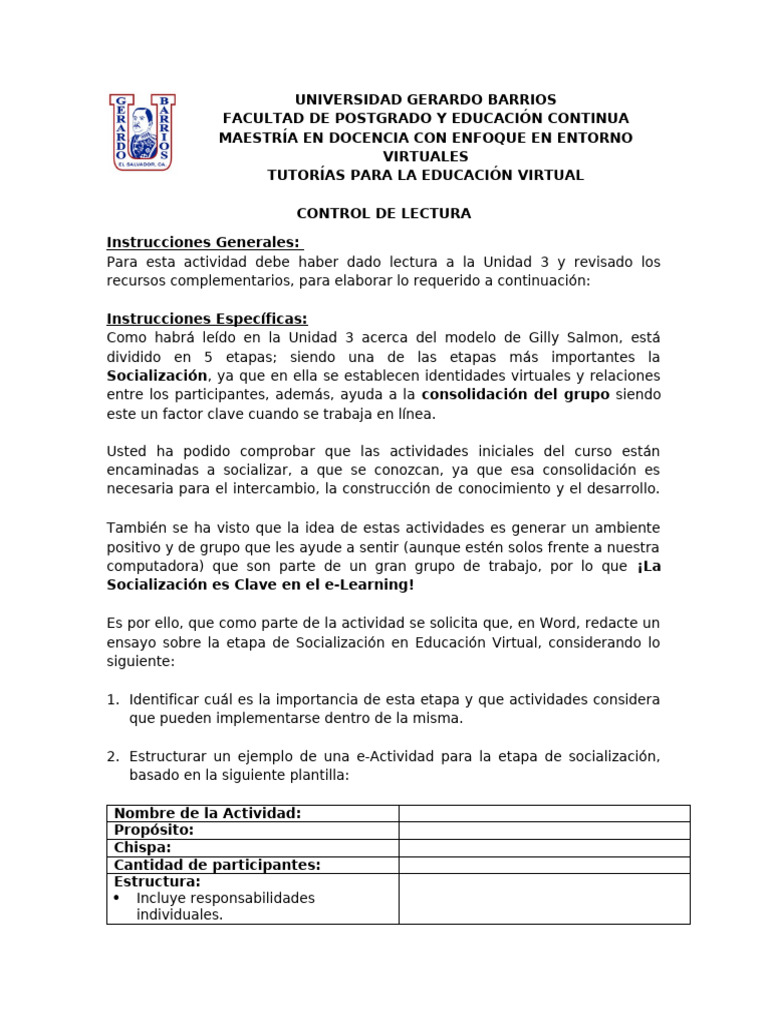 Control de Lectura | PDF | Socialización | Aprendizaje