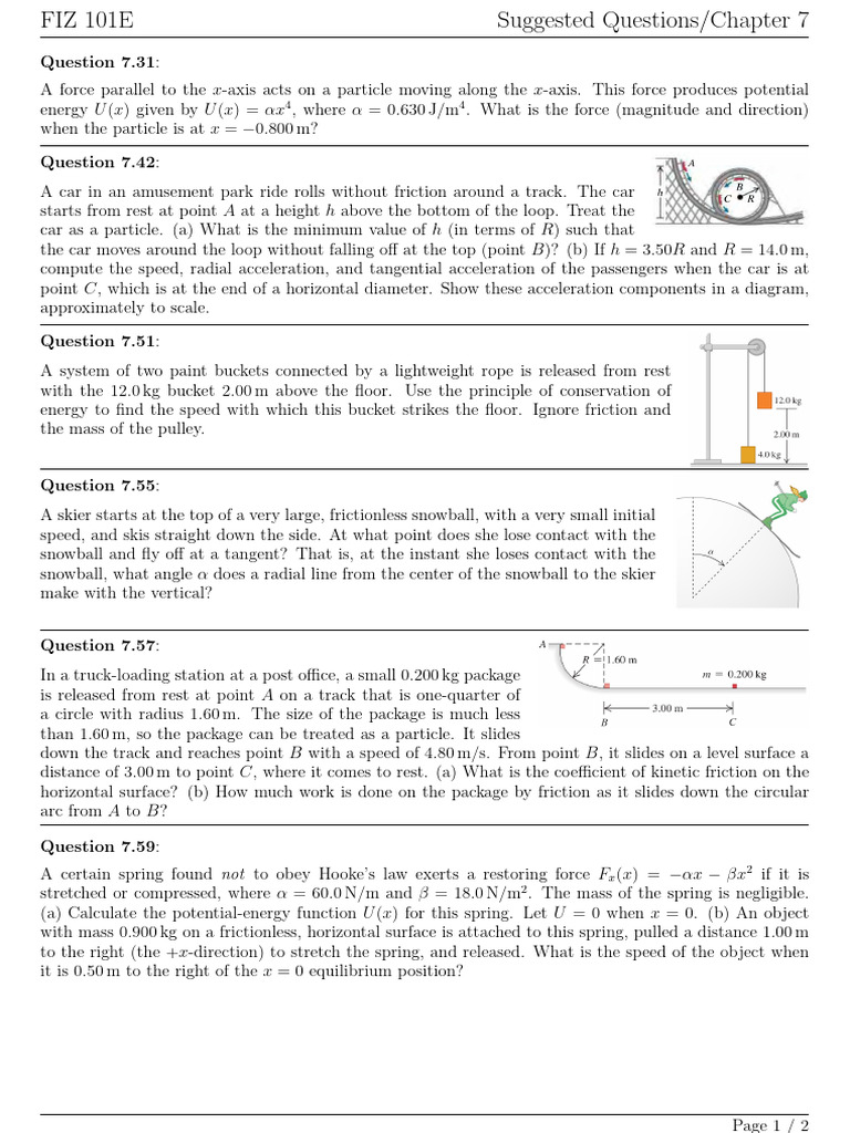 fiz101e_suggested_questions_ch7 | PDF | Force | Friction