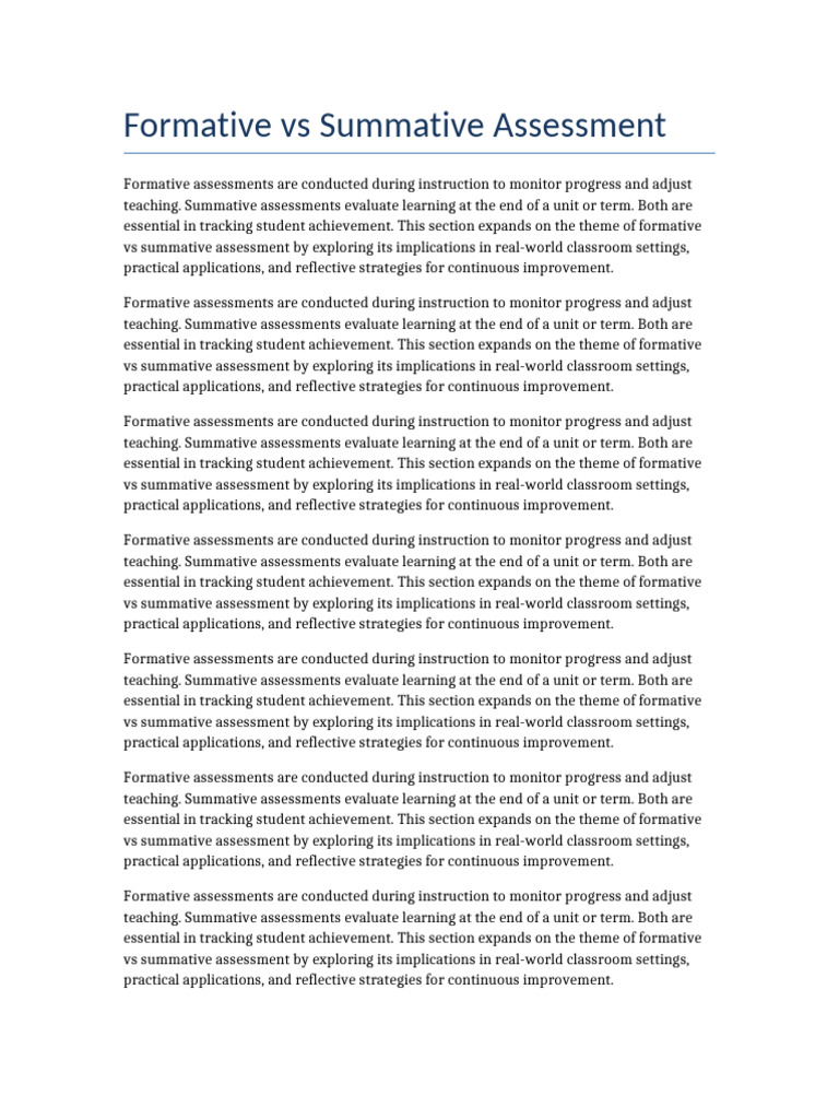 Formative Vs Summative Assessment | PDF | Educational Assessment ...
