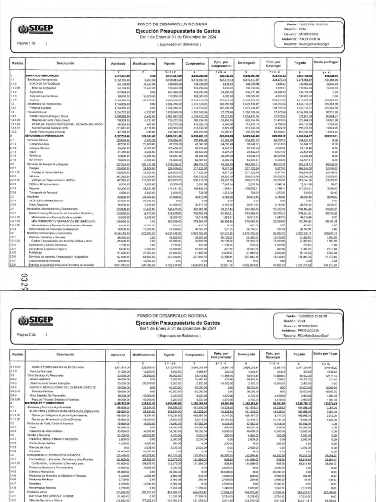 ESTADO DE EJECUCIÓN DE GASTOS | PDF