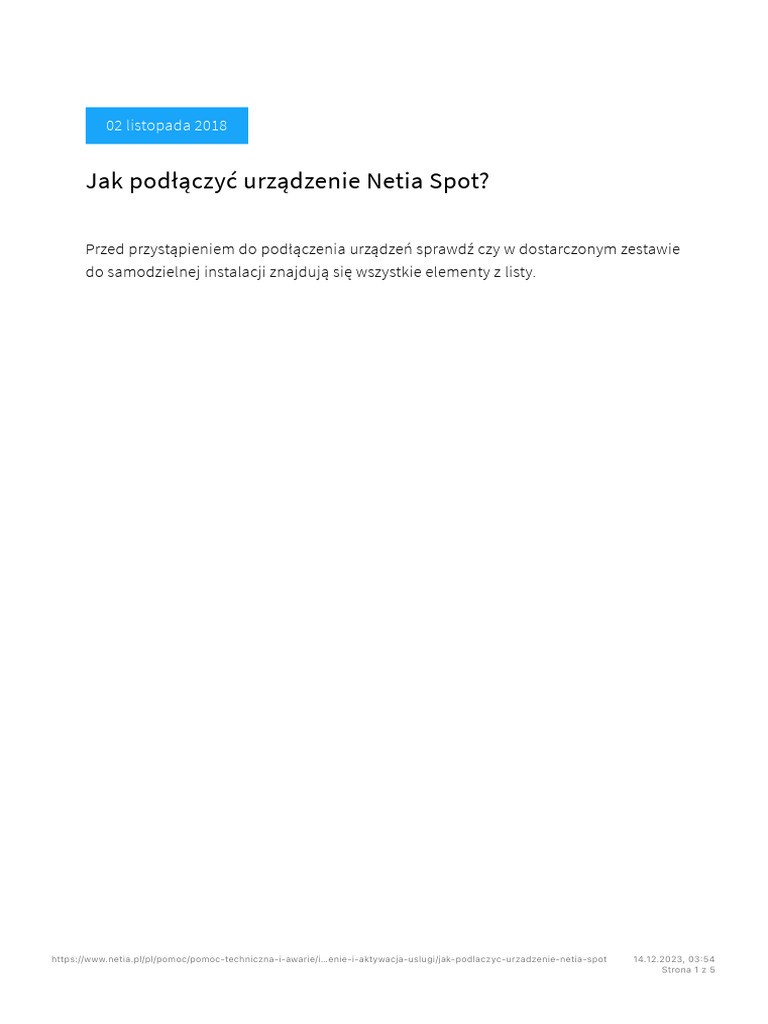Jak Podłączyć Urządzenie Netia Spot? - Netia | PDF