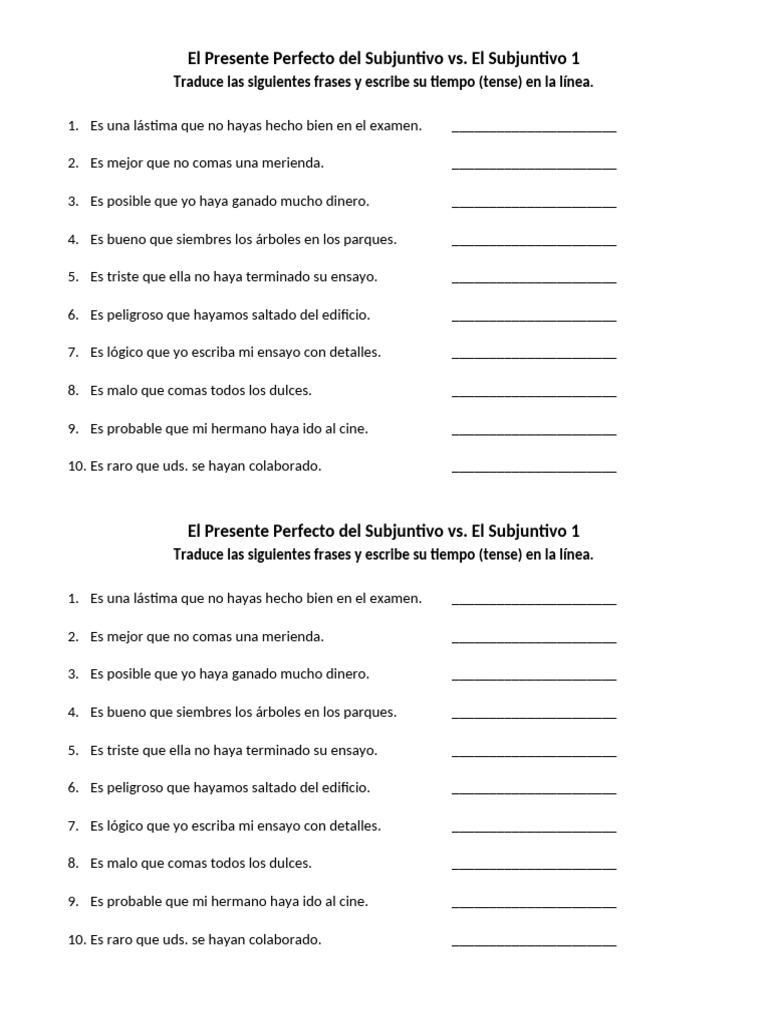 El Presente Perfecto del Subjuntivo vs Sub 1 | PDF