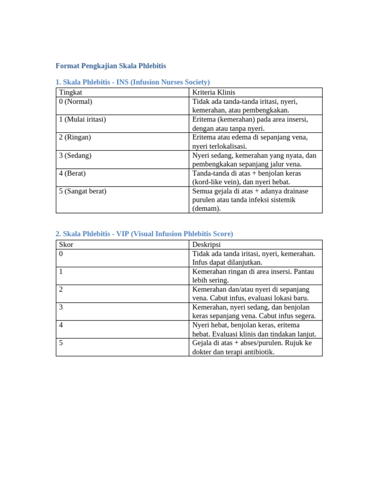Format Skala PhlebItis INS VIP | PDF