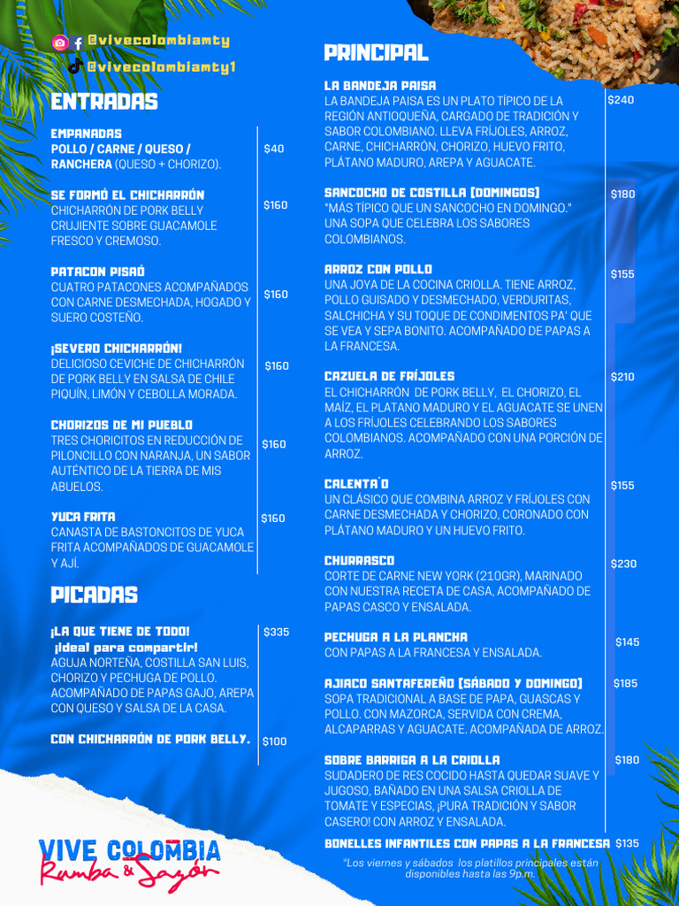 Menú de Comida Colombiana | PDF | Cocina de las Americas | Cocina ...