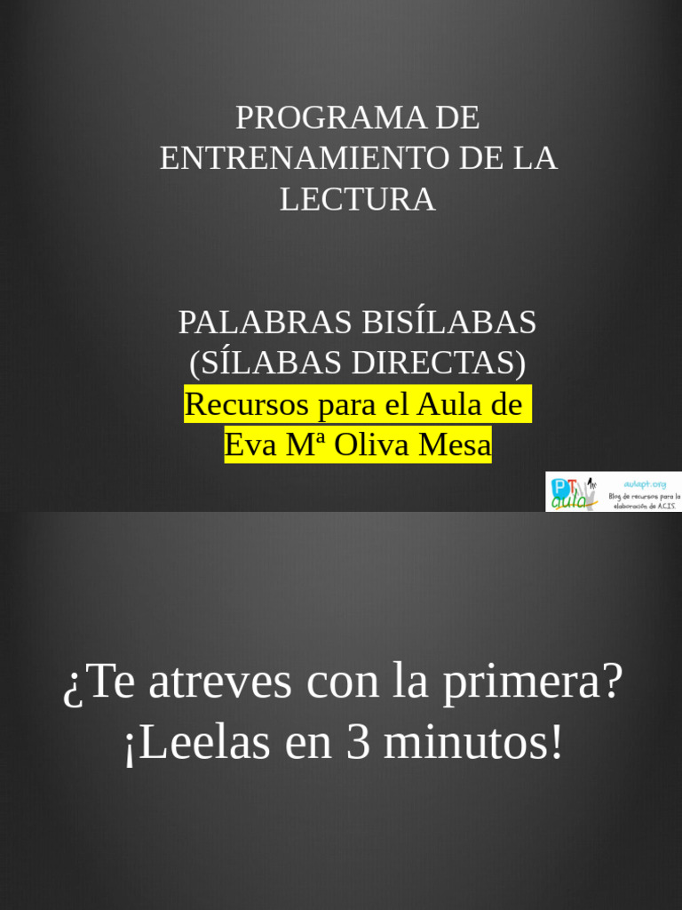 Rastreo Programa Lectura Rápida Bisílabas Directas 1 | PDF