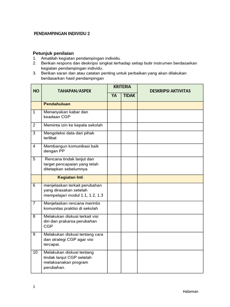 Instrumen Penilaian Pi 2 | PDF